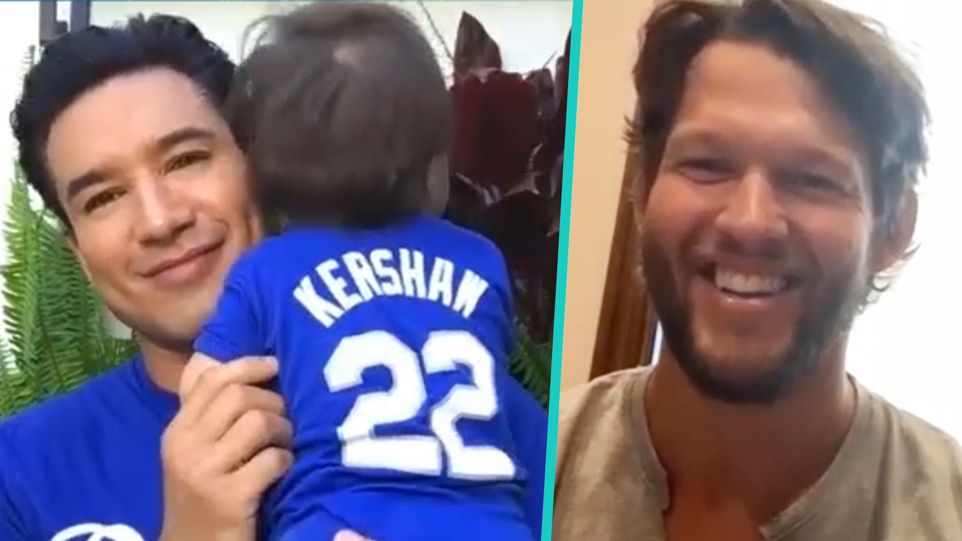 Mario Lopez & Baby Son Surprise Clayton Kershaw In Matching Dodgers ...