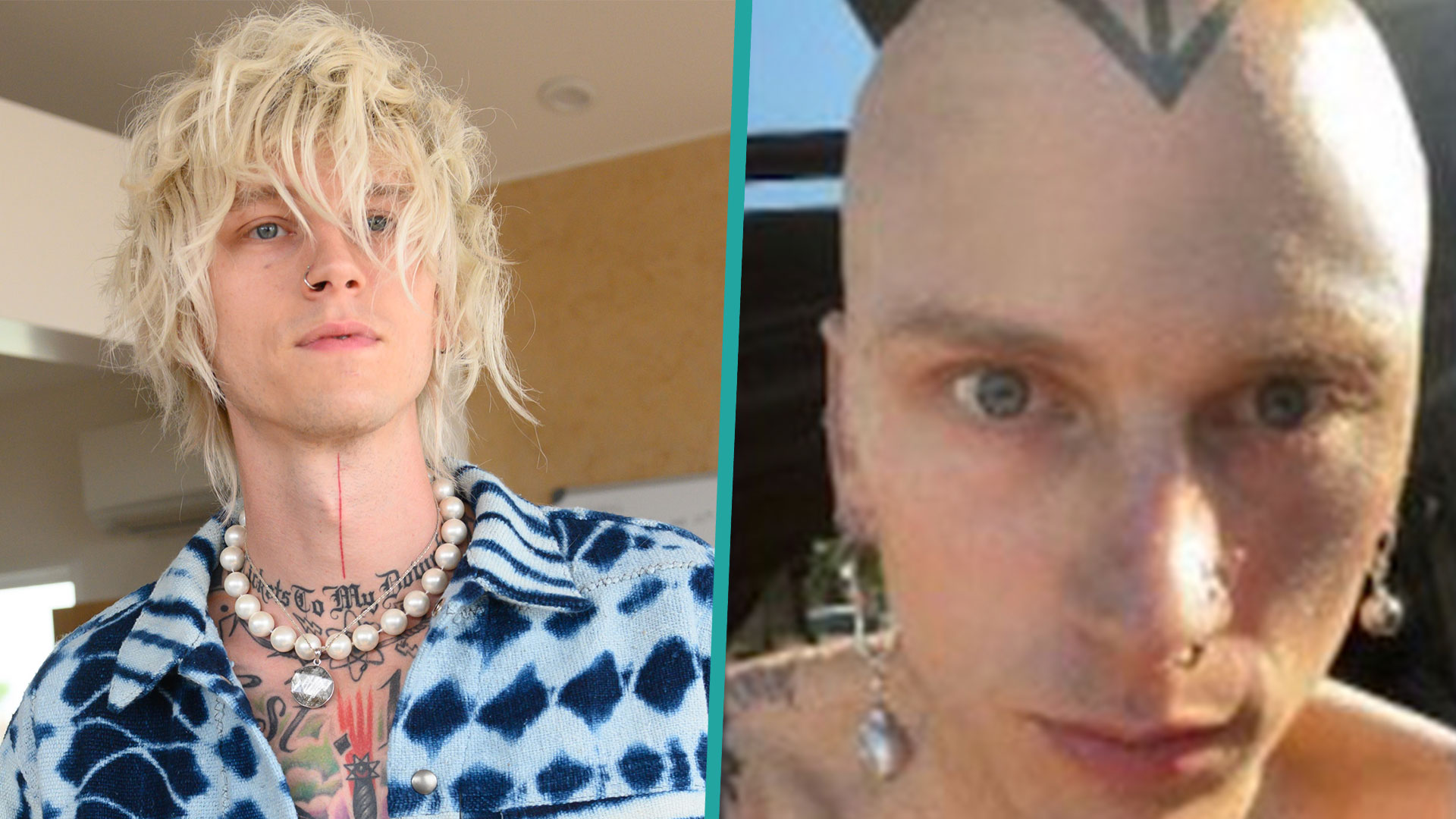 Machine Gun Kelly Shows Off Head Tattoo After Shaving Off His Blonde ...