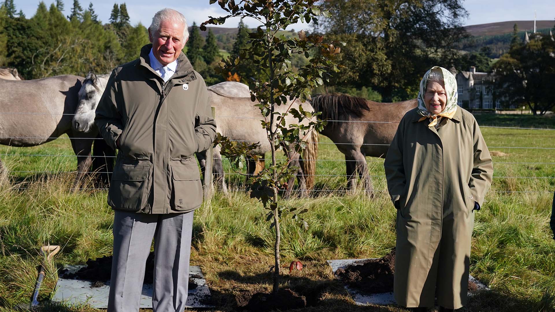 Queen Elizabeth & Prince Charles Plant A Tree Together For Her First ...