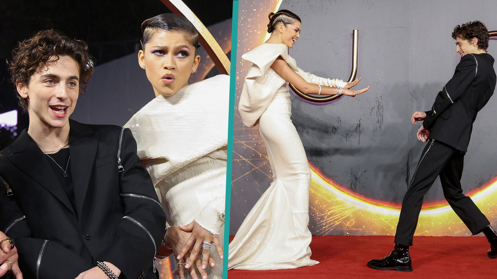 Zendaya & Timothée Chalamet Share Playful Moment On 'Dune' Red Carpet ...