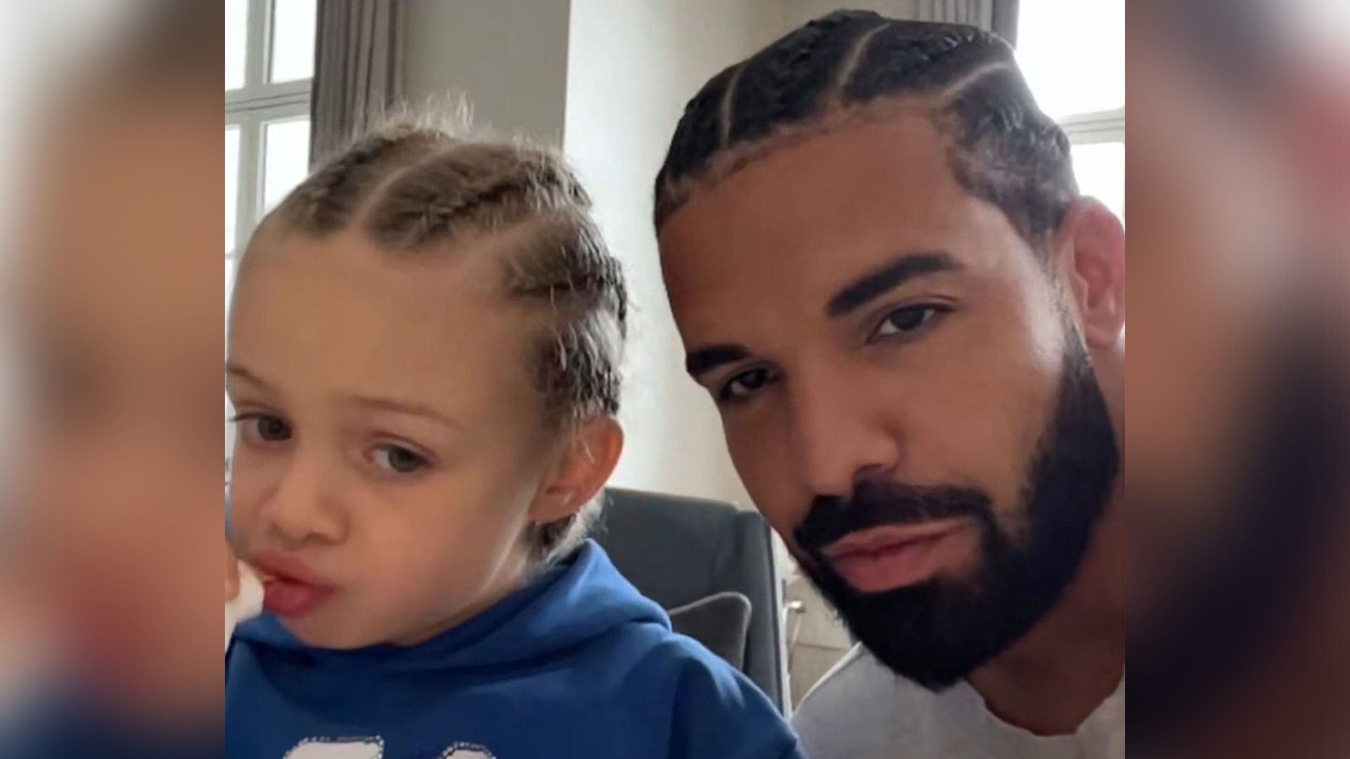 Drake & Son Adonis, 4, Twin With Matching Braids In Cute New Selfie ...