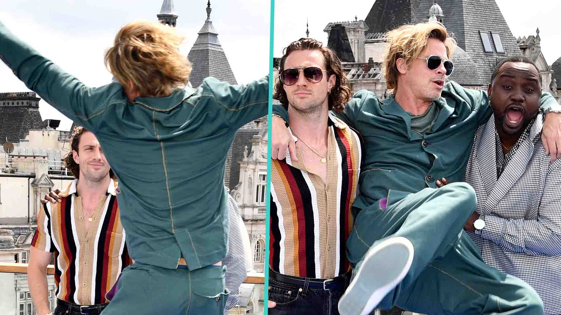 Brad Pitt Jumps Into 'Bullet Train' Co-Stars' Photo In London In Epic ...