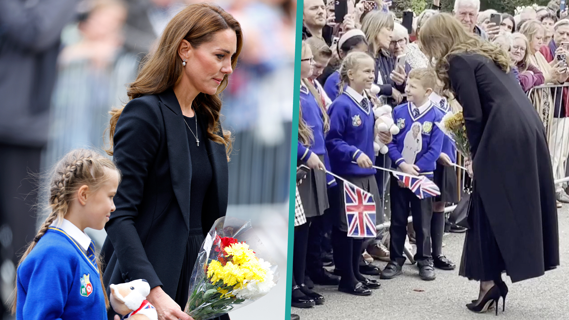 Kate Middleton Walks With Young Girl Paying Tribute To Queen Elizabeth ...