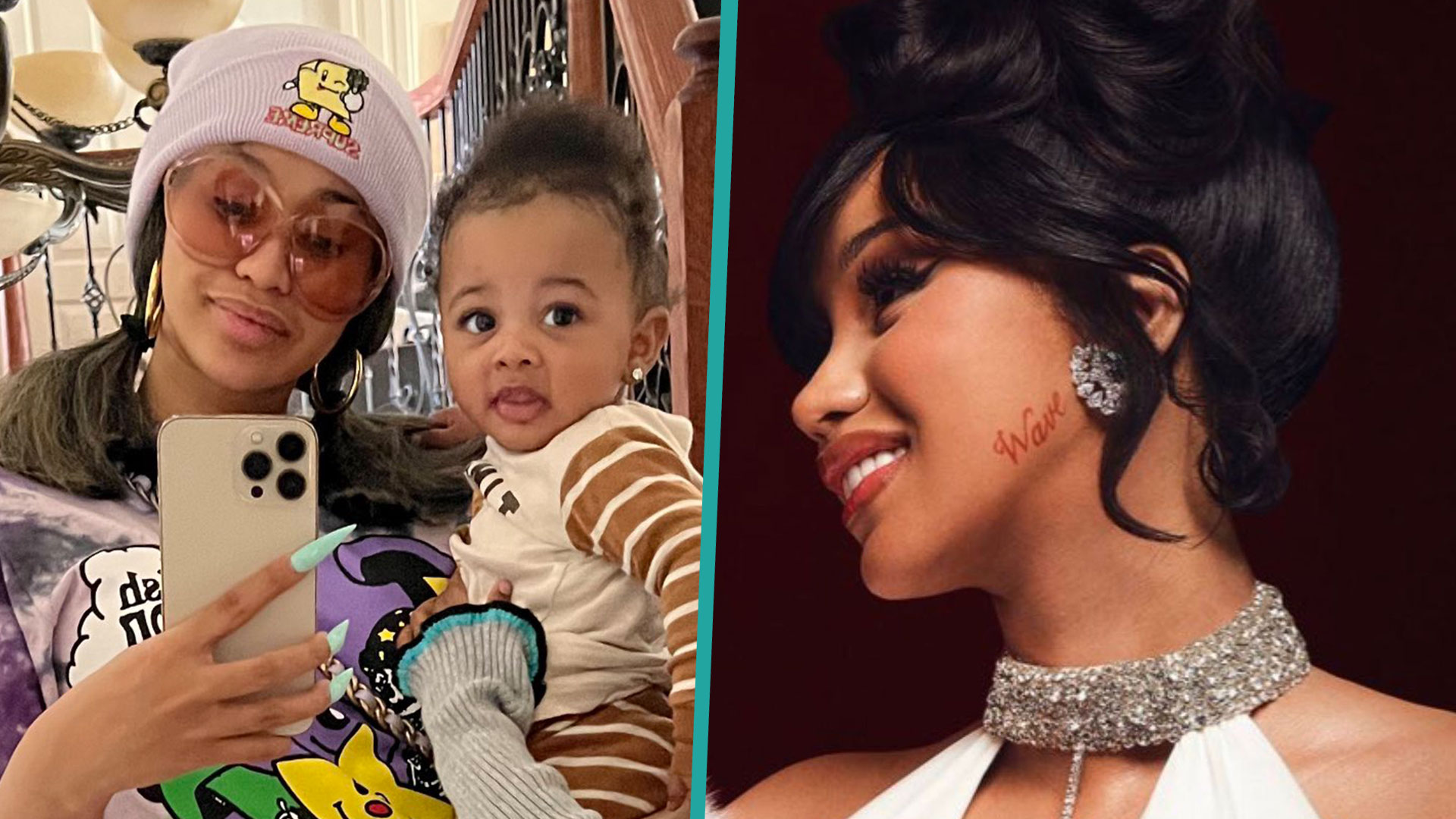 Cardi B Flaunts Unique Face Tattoo That Honors Son Wave: 'I Love My ...