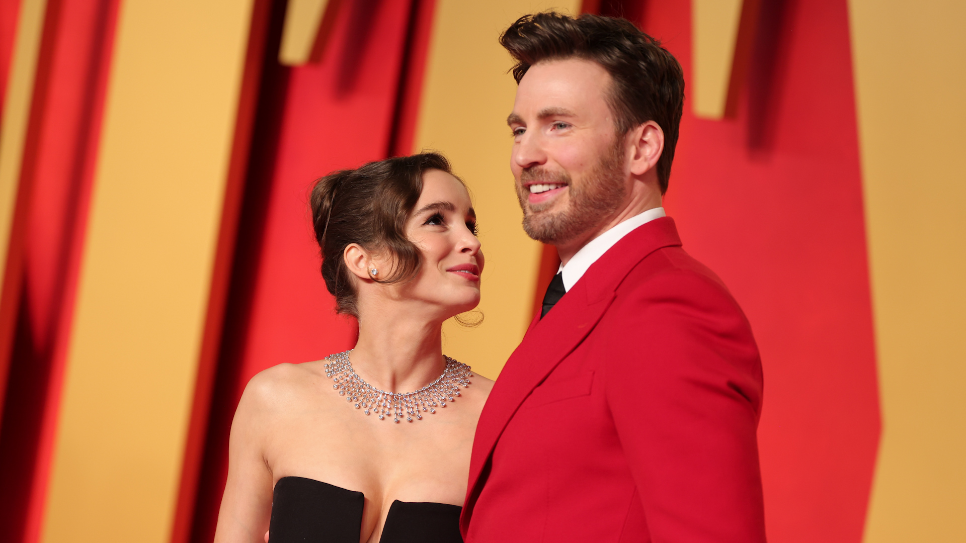 Chris Evans & Wife Alba Baptista Make Red Carpet Debut At 2024 Vanity Fair Oscars Party | Access