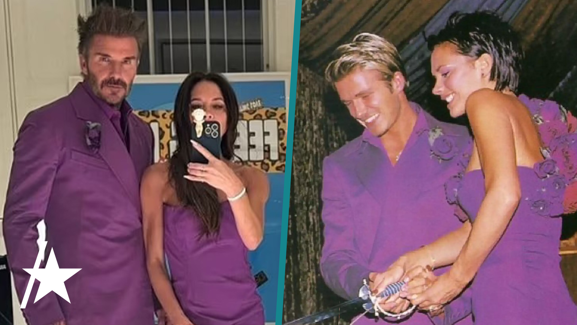 David Beckham Rips Purple Wedding Suit As He Celebrates 25th ...