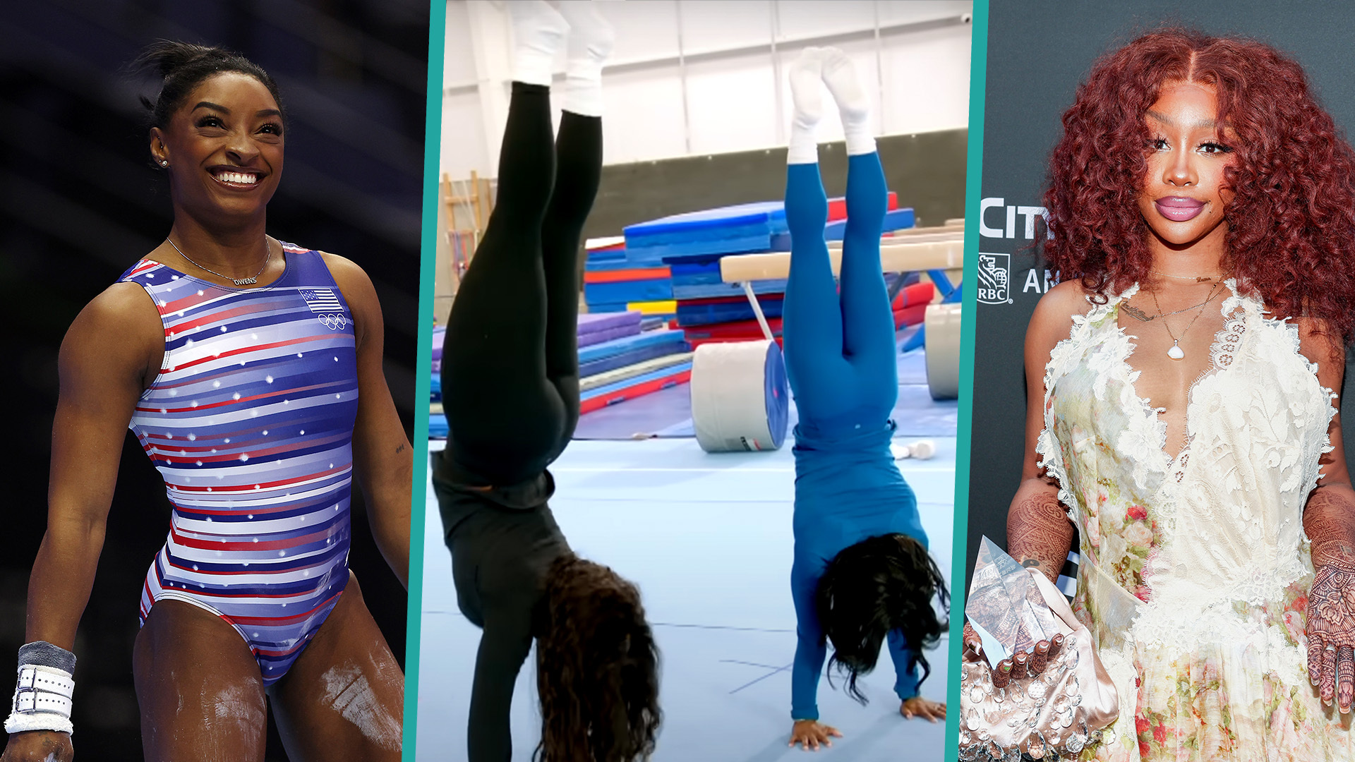 Simone Biles Challenges SZA To A Handstand Contest | Access