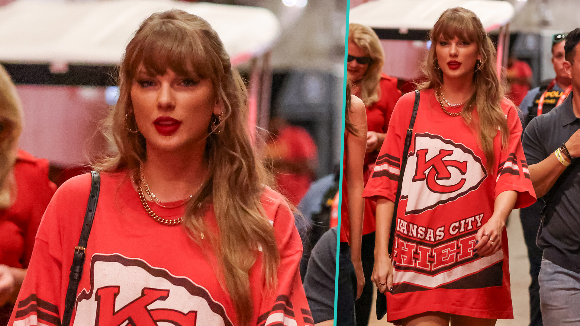 Taylor Swift Cheers On Travis Kelce In Chiefs Dress & Thigh-High Boots | Access