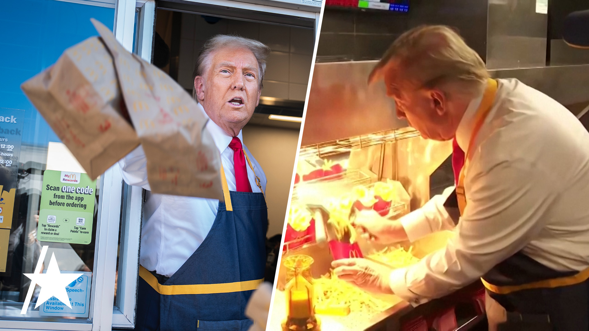 Donald Trump Serves Fries At McDonald's Seemingly Trolling Kamala ...