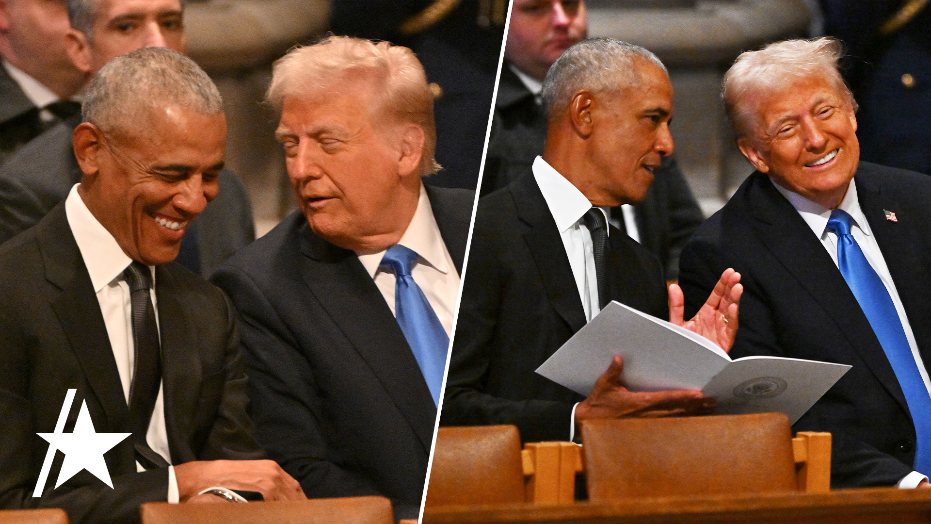 Donald Trump & Barack Obama Chat, Laugh & Smile Together During Jimmy ...
