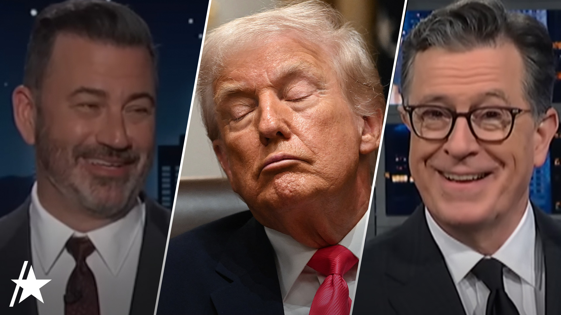 Jimmy Kimmel & Stephen Colbert Mock Donald Trump For Appearing To Fall ...